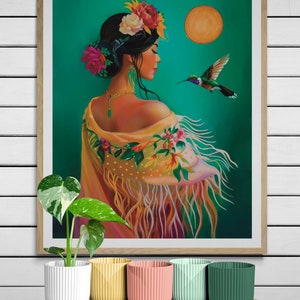 Woman of Colors&humming-bird,mexico Latin American Boho,folklore Art ...