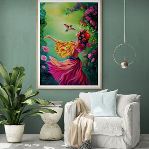Encanto, Woman of Colors & Humming-bird, Mexico Latin American Boho ...