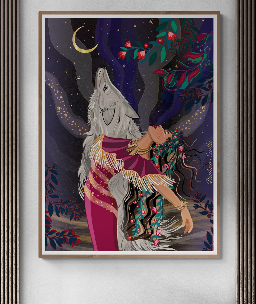 Dancing With the Wolf spirit of the Wild Native American Wolf Canvas ...