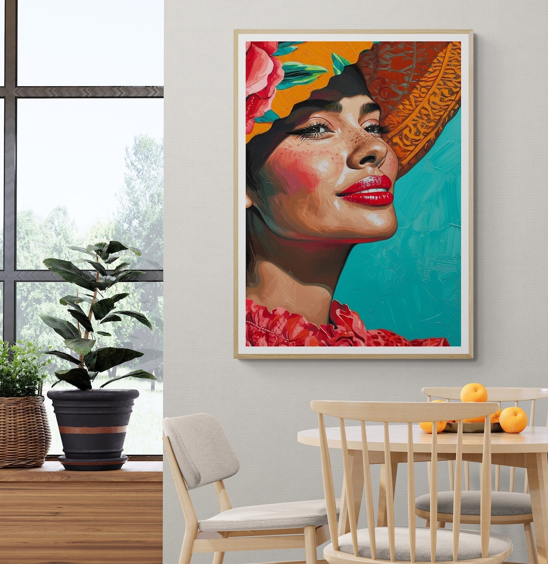 A Colorful Smile,mexican Woman Art, Mexico Wall Art, Hispanic Art ...