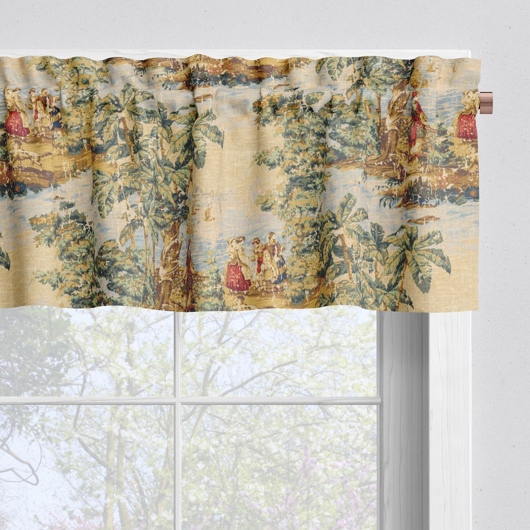 Tailored Valance in Bosporus Billiard Renaissance Toile- Blue, Green ...