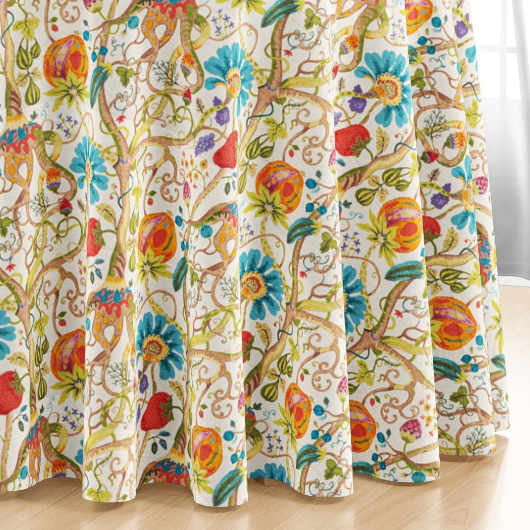 Round Tablecloth in Tudor Summer Jacobean Floral, Tree of Life, Large ...