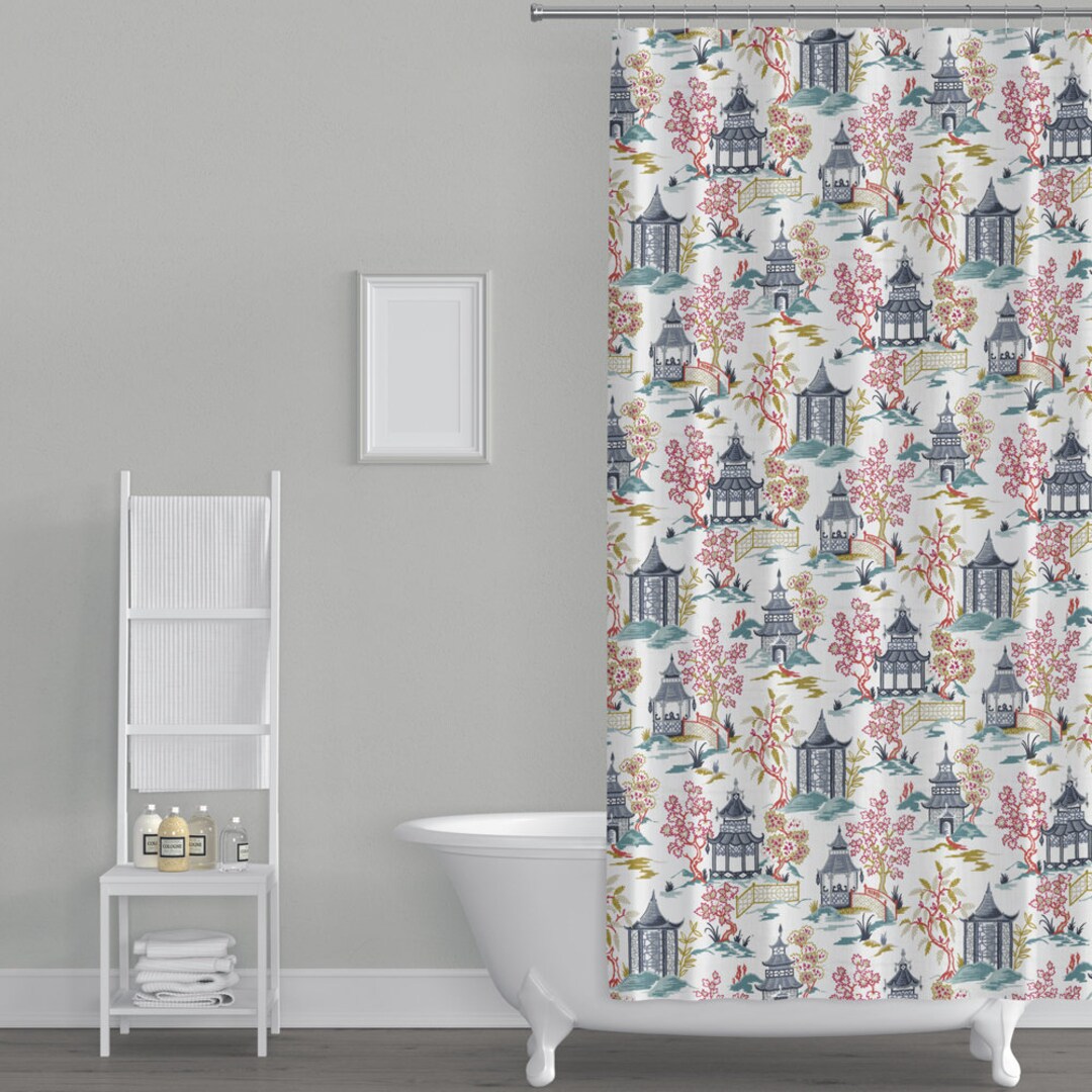 Stall (narrow) Shower Curtain in Shoji Summer Oriental Toile ...