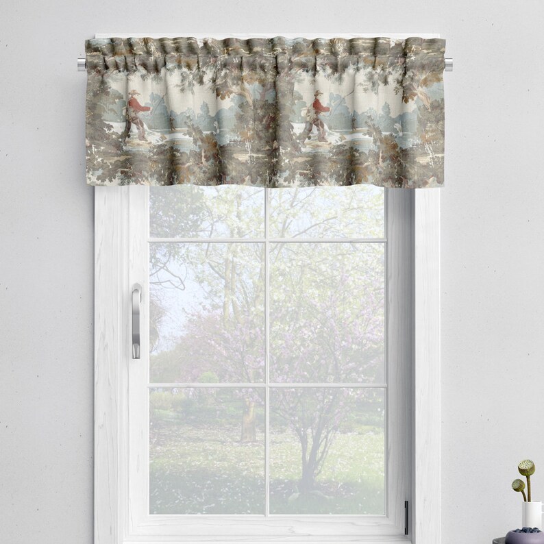 Tailored Valance in Avondale Vintage Sportsman Toile Hunting | Etsy