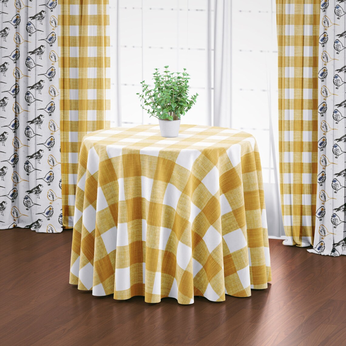 Round Tablecloth in Anderson Brazilian Yellow Buffalo Check - Etsy