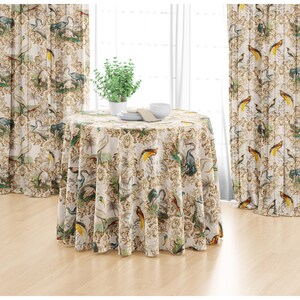 Round Tablecloth in Wayward Natural Bird Toile - Large Scale - Etsy