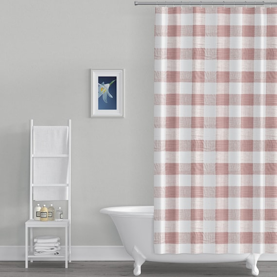 Shower Curtain in Anderson Blush Buffalo Check Plaid Etsy UK