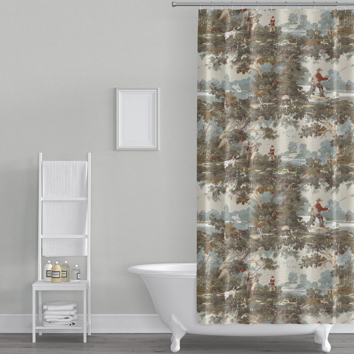 Shower Curtain in Avondale Vintage Sportsman Toile Hunting - Etsy