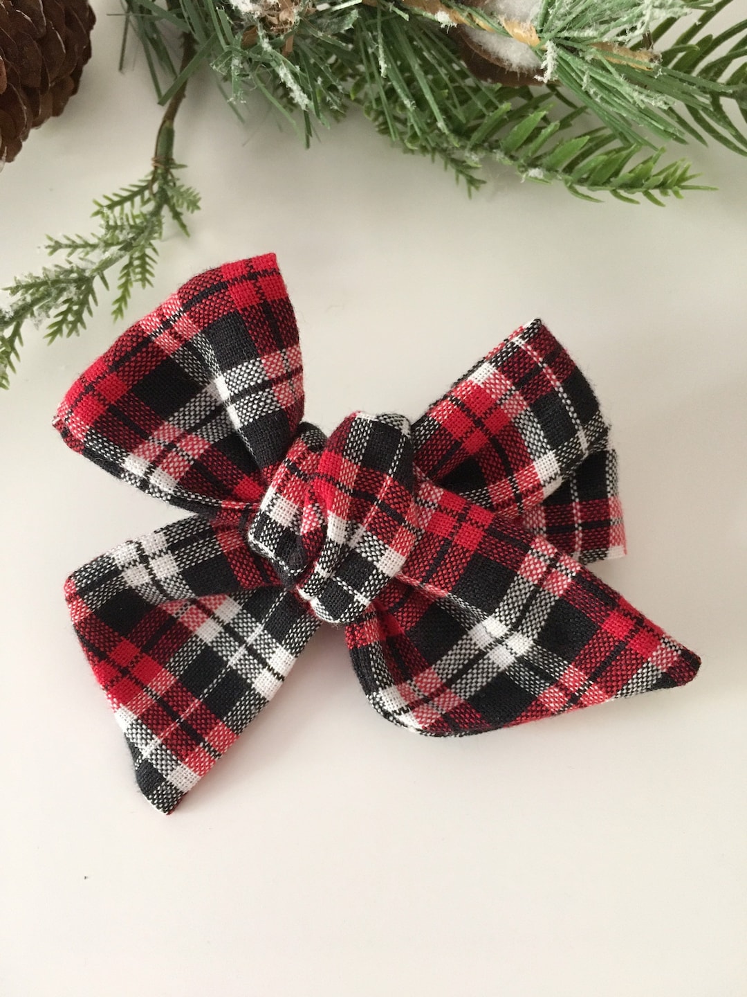 Red and Black Plaid Hair Bow, Christmas Plaid Bow, Christmas Hair Bows for Girls, Christmas ...