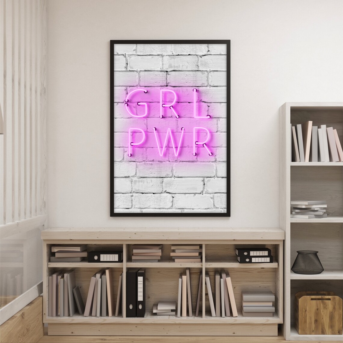 Girl Power Neon Sign Print GRL PWR Pink Neon Printable Wall | Etsy