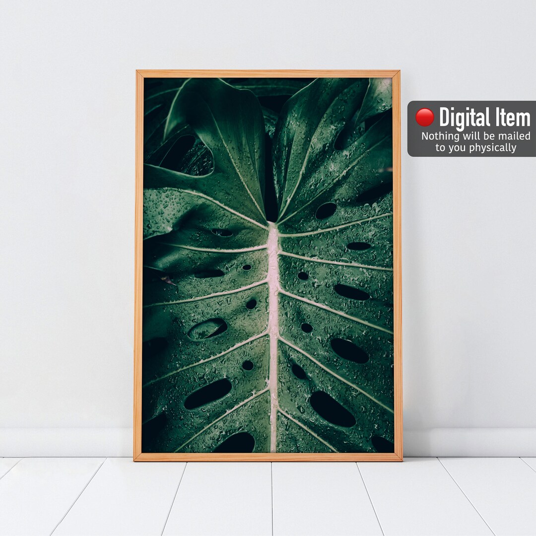 Monstera Leaf Print, Monstera Poster, Tropical Wall Art, Leaf Print ...