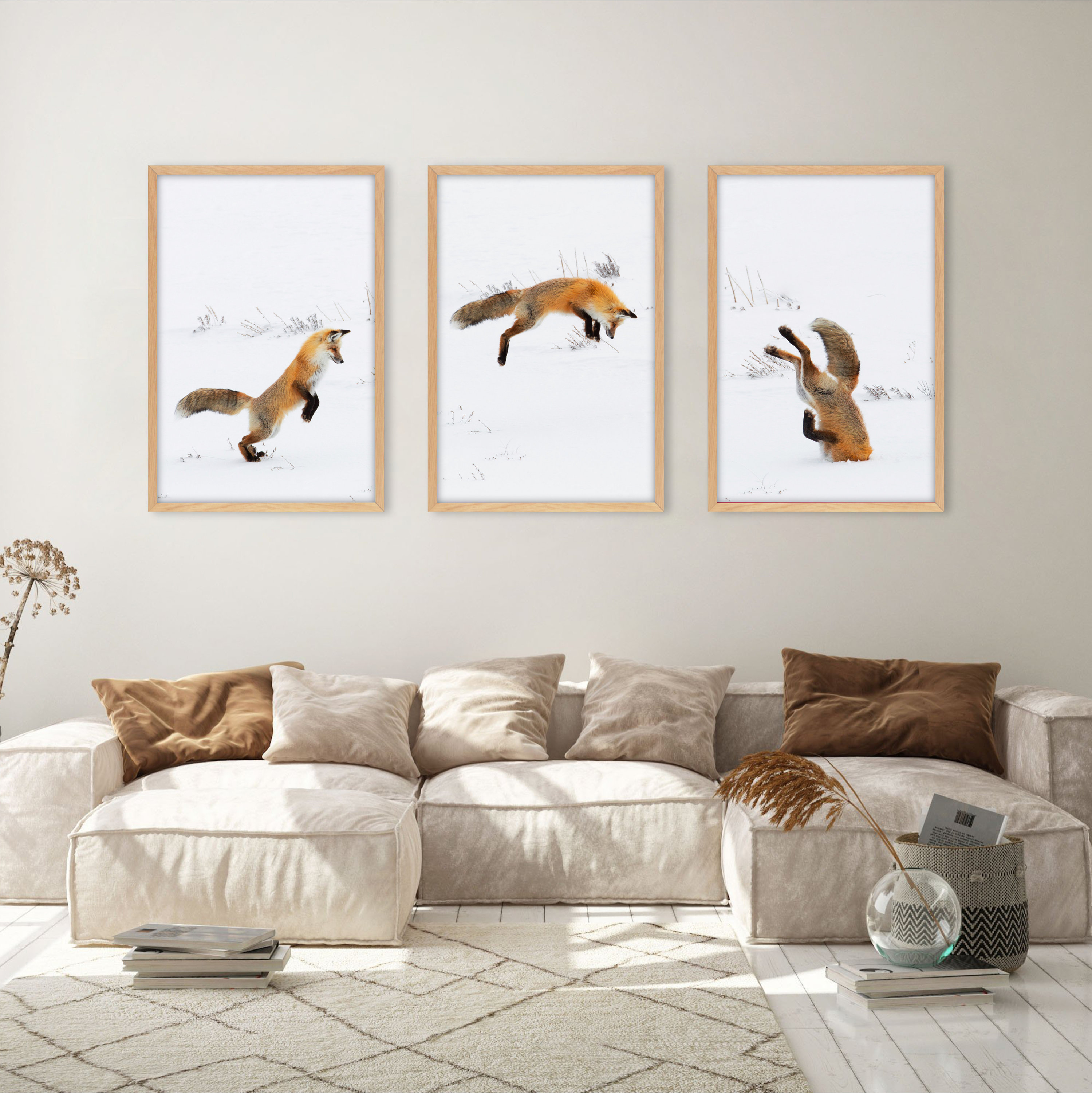 Red Fox Print Set of 3, Jumping Fox MAILED Poster, PRINTED & SHIPPED 3 ...