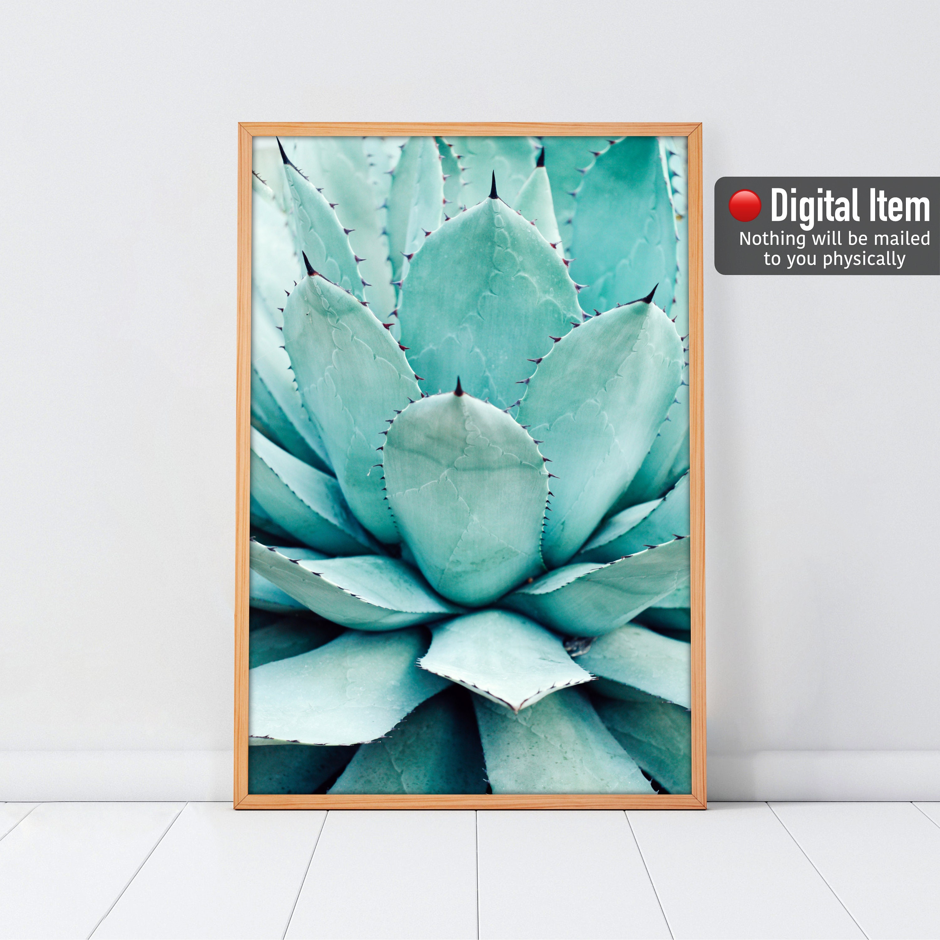 Succulent Print Agave Poster Large Blue Botanical Wall Art | Etsy