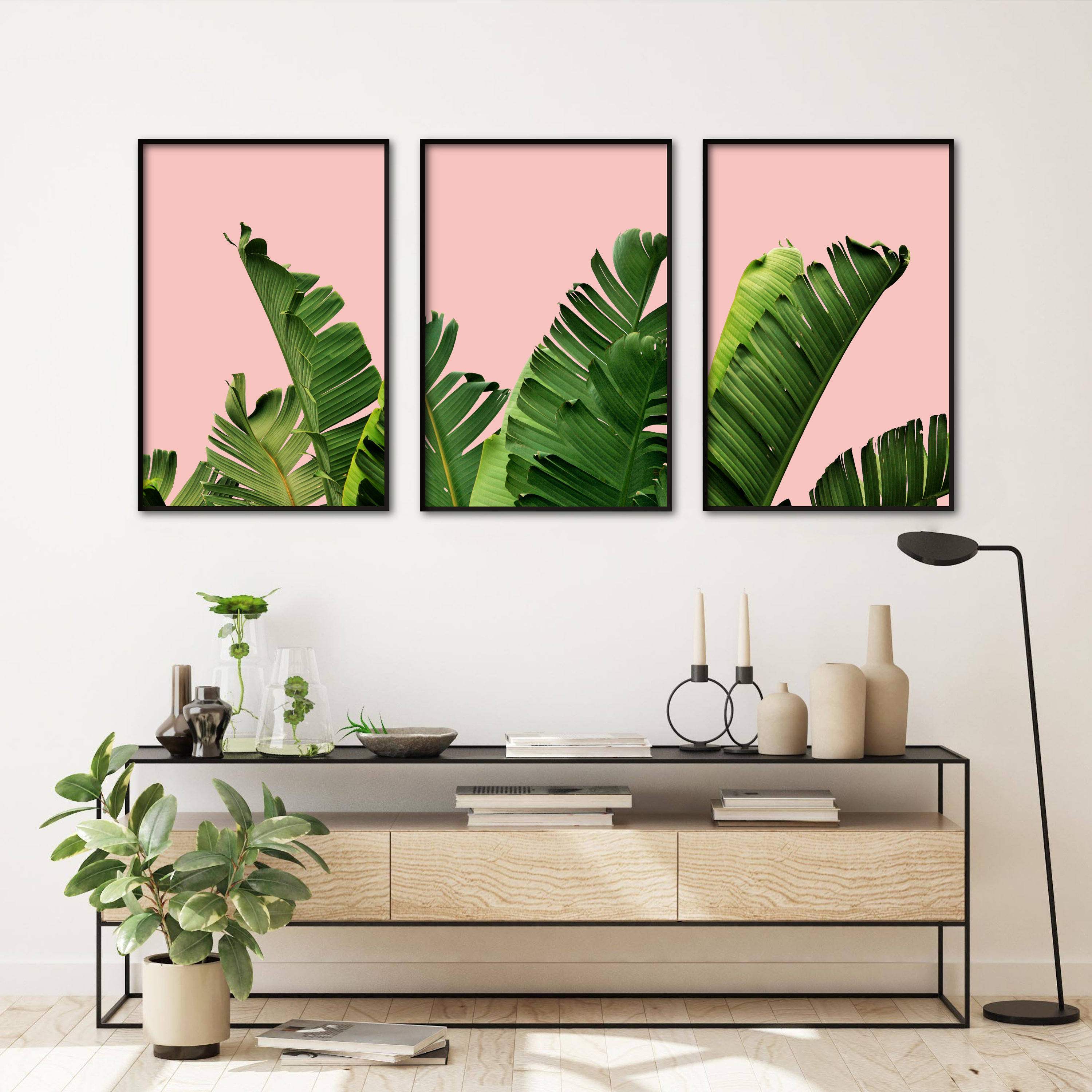 Set of 3 Banana Leaves Prints Tropical Leaf Wall Art Set - Etsy