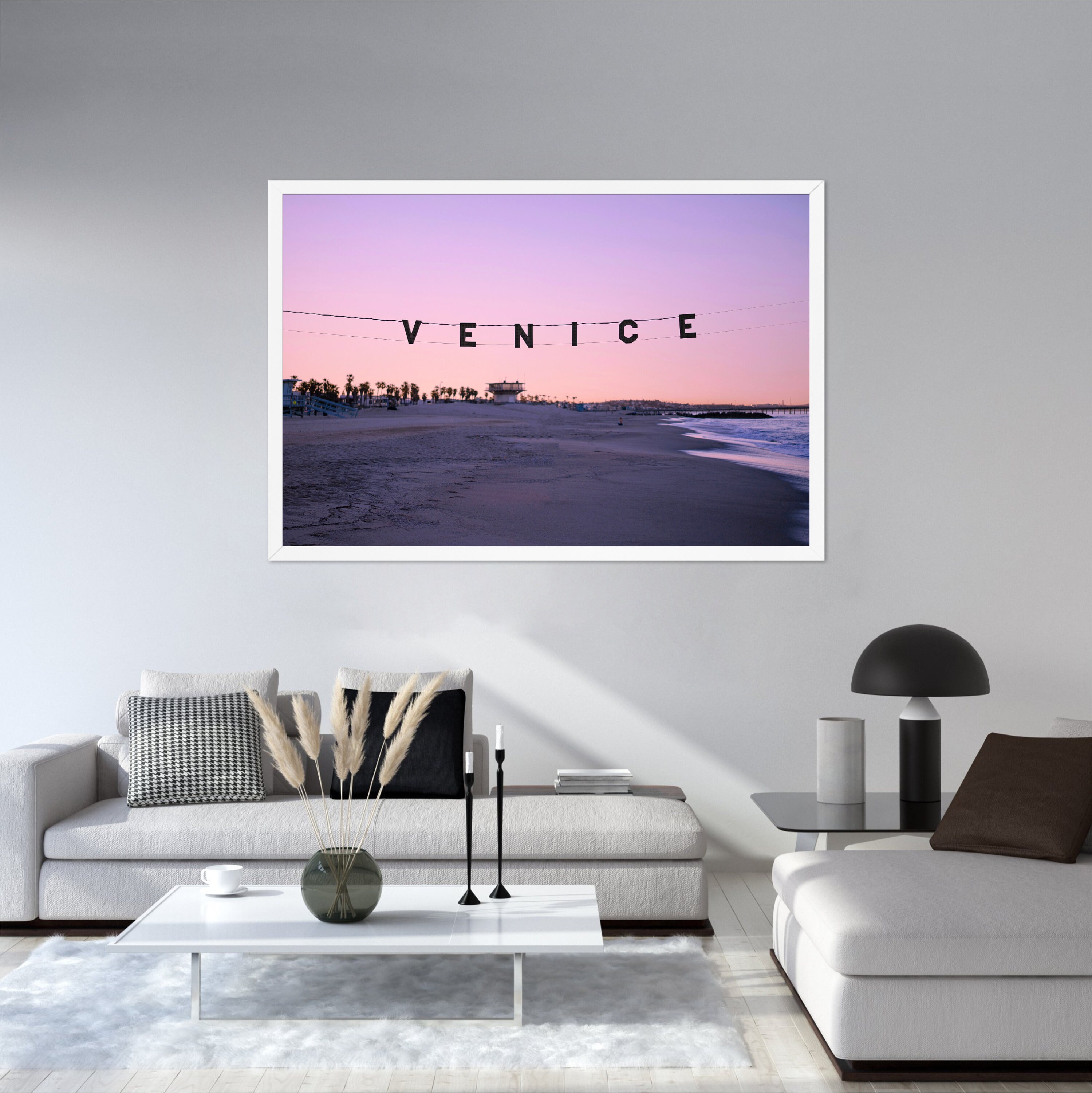Venice Beach Print Venice Sign Poster Purple Sunset Los - Etsy