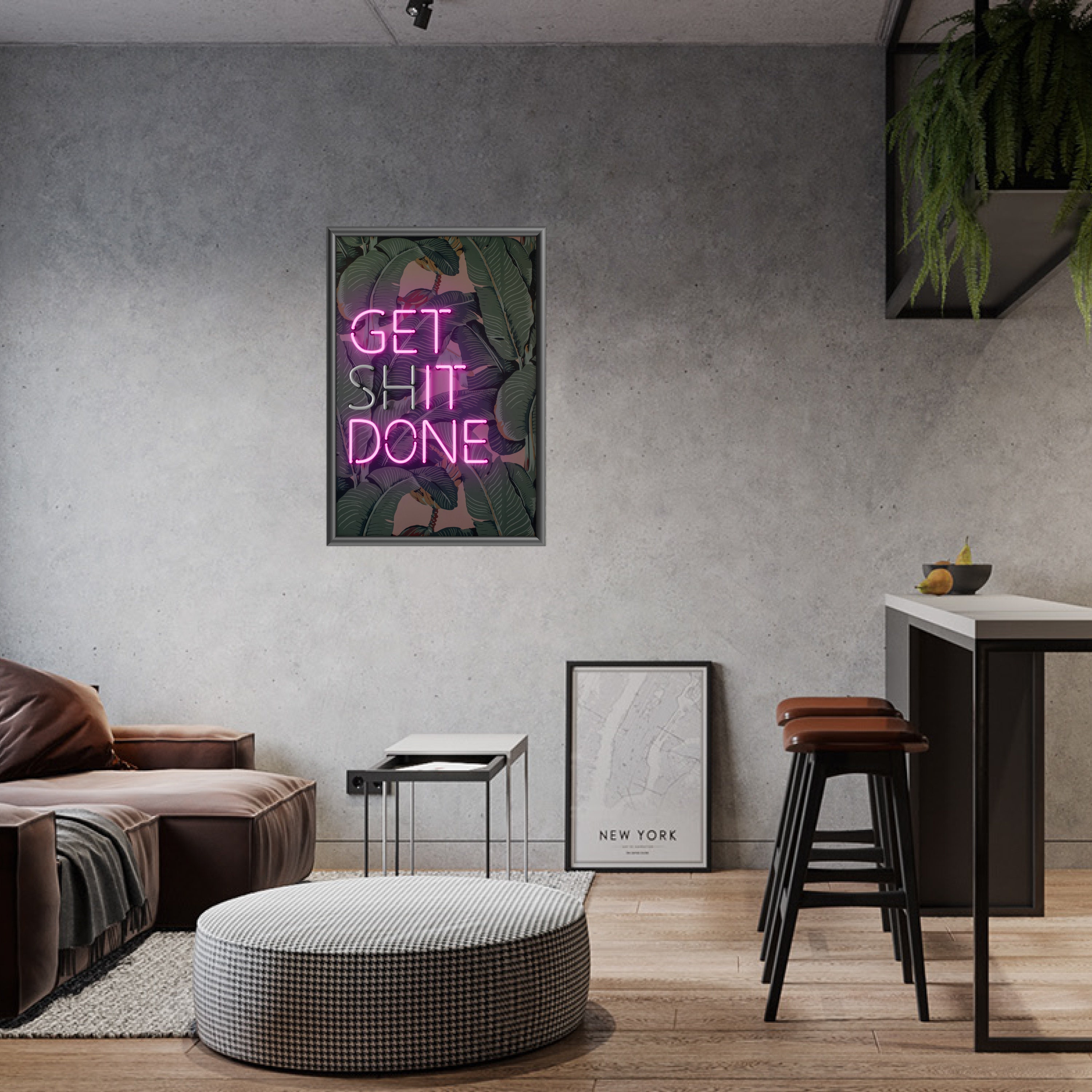 Get Shit Done Neon Sign Print Banana Leaf Poster Get It | Etsy