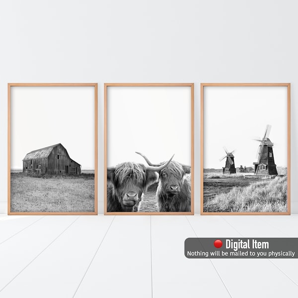 Windmill and Barn - Etsy