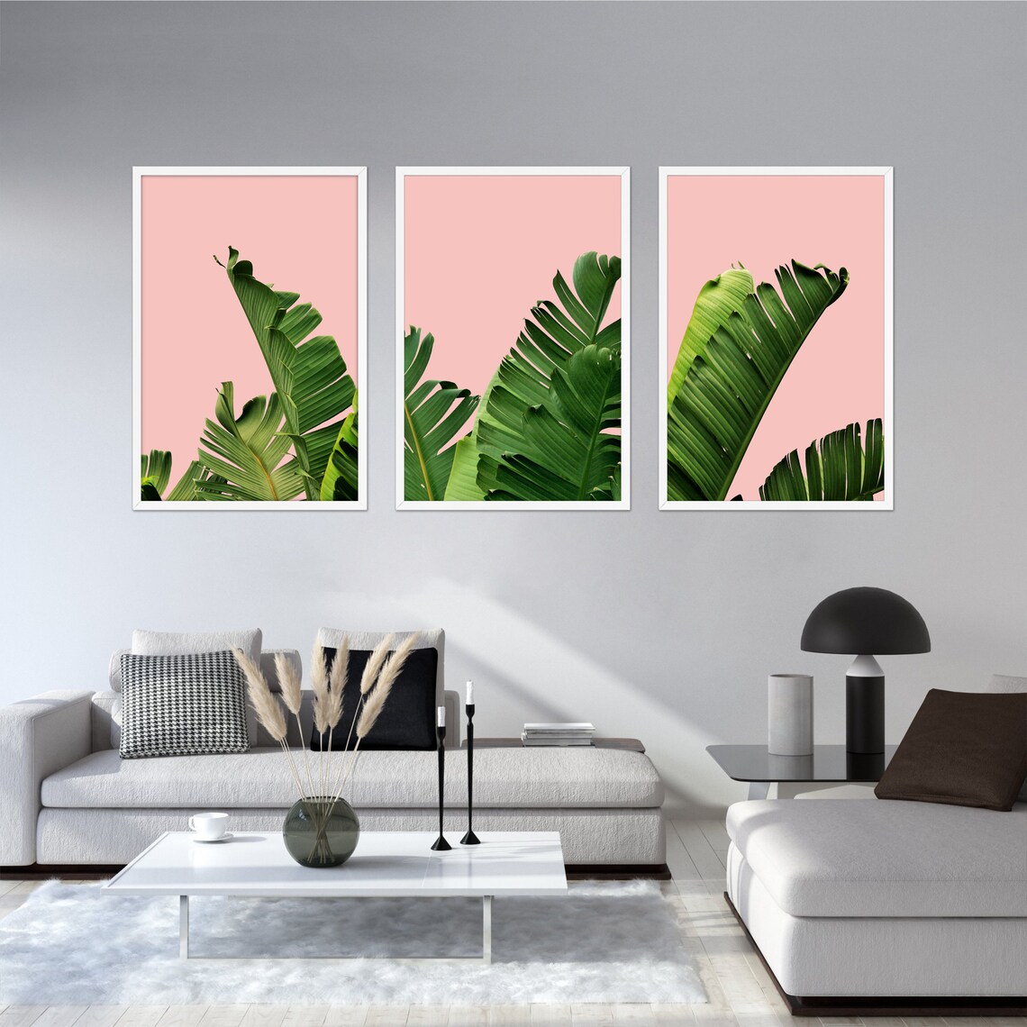 Set of 3 Banana Leaves Prints Tropical Leaf Wall Art Set | Etsy