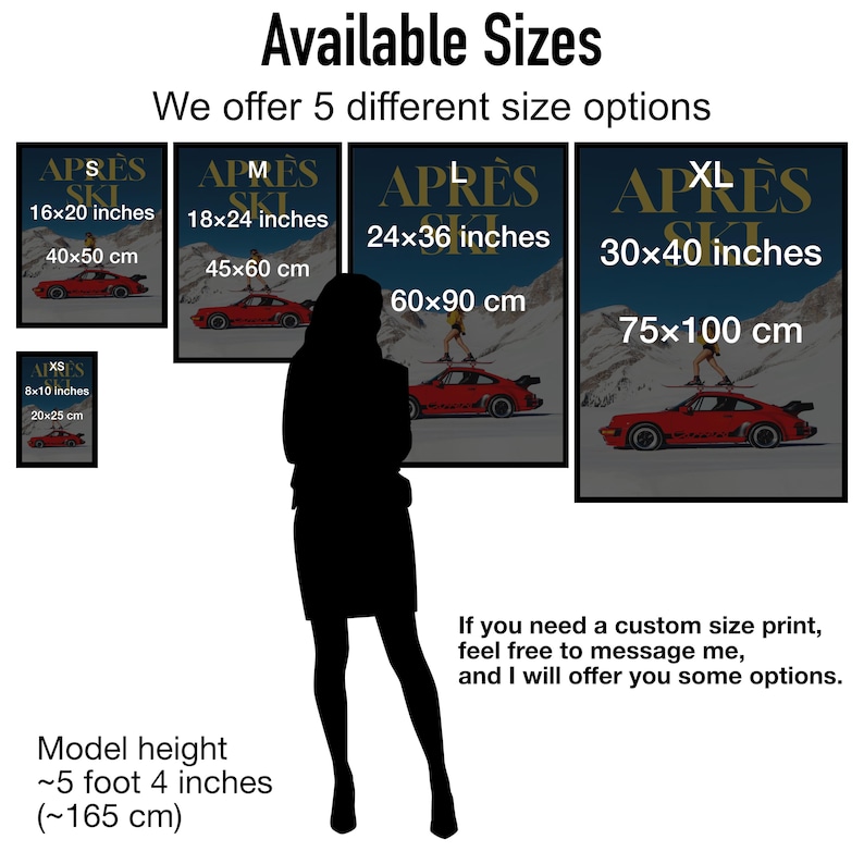 Apres Ski Art Print, Red Porsche and Ski Girl, Retro Car & Ski Poster ...