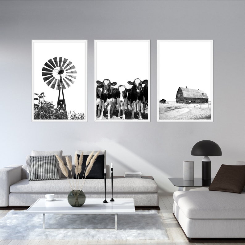 Set of 3 Farmhouse Wall Decor Print Set Large Black and White - Etsy