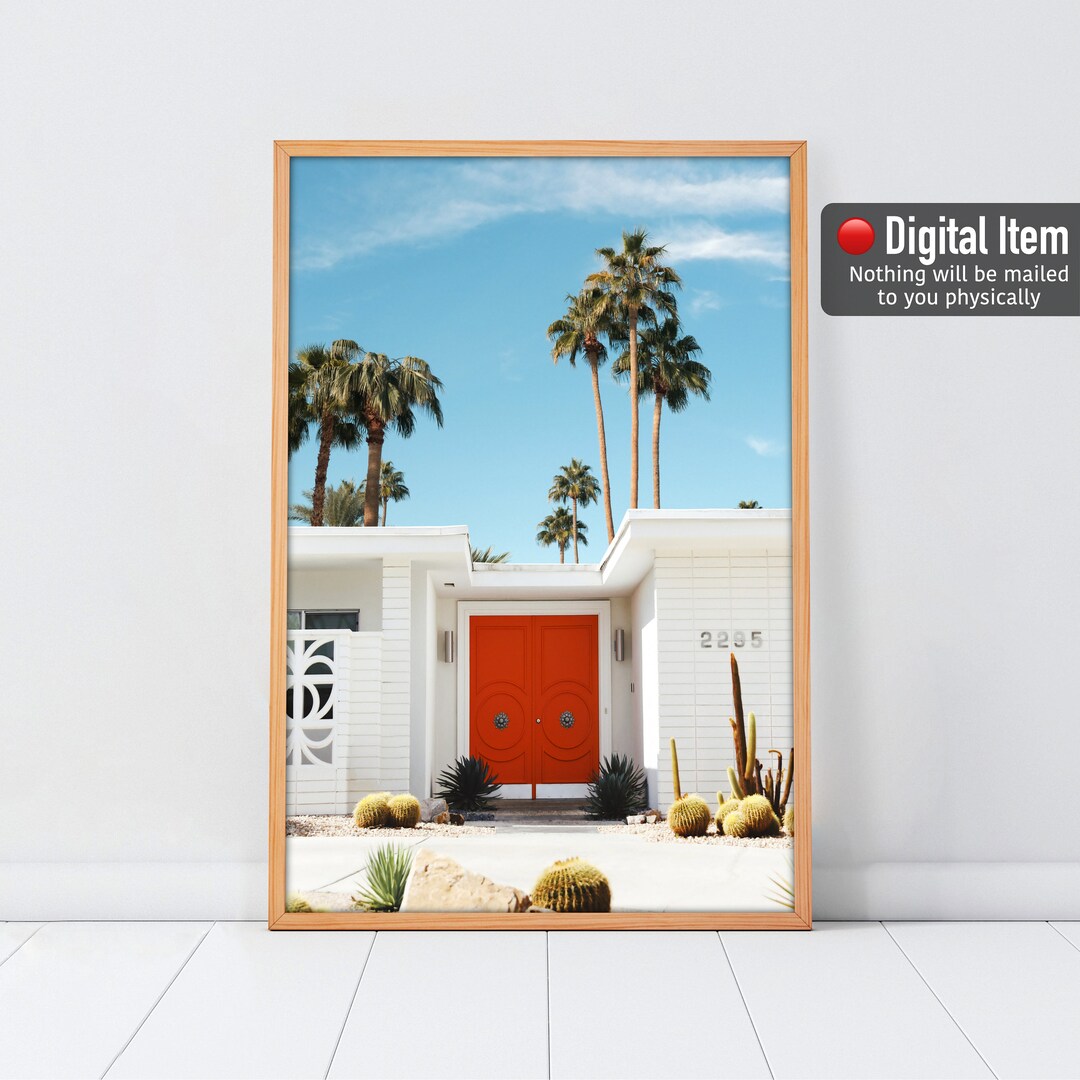 Palm Springs Wall Art, Red Door Poster, Palm Trees Print, California ...