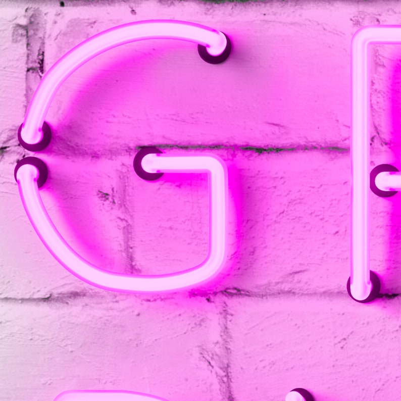 Girl Power Neon Sign Print GRL PWR Pink Neon Printable Wall | Etsy