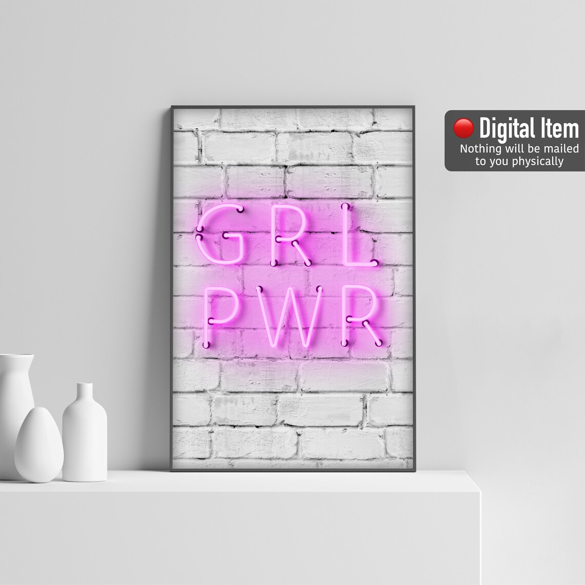 Girl Power Neon Sign Print GRL PWR Pink Neon Printable Wall | Etsy