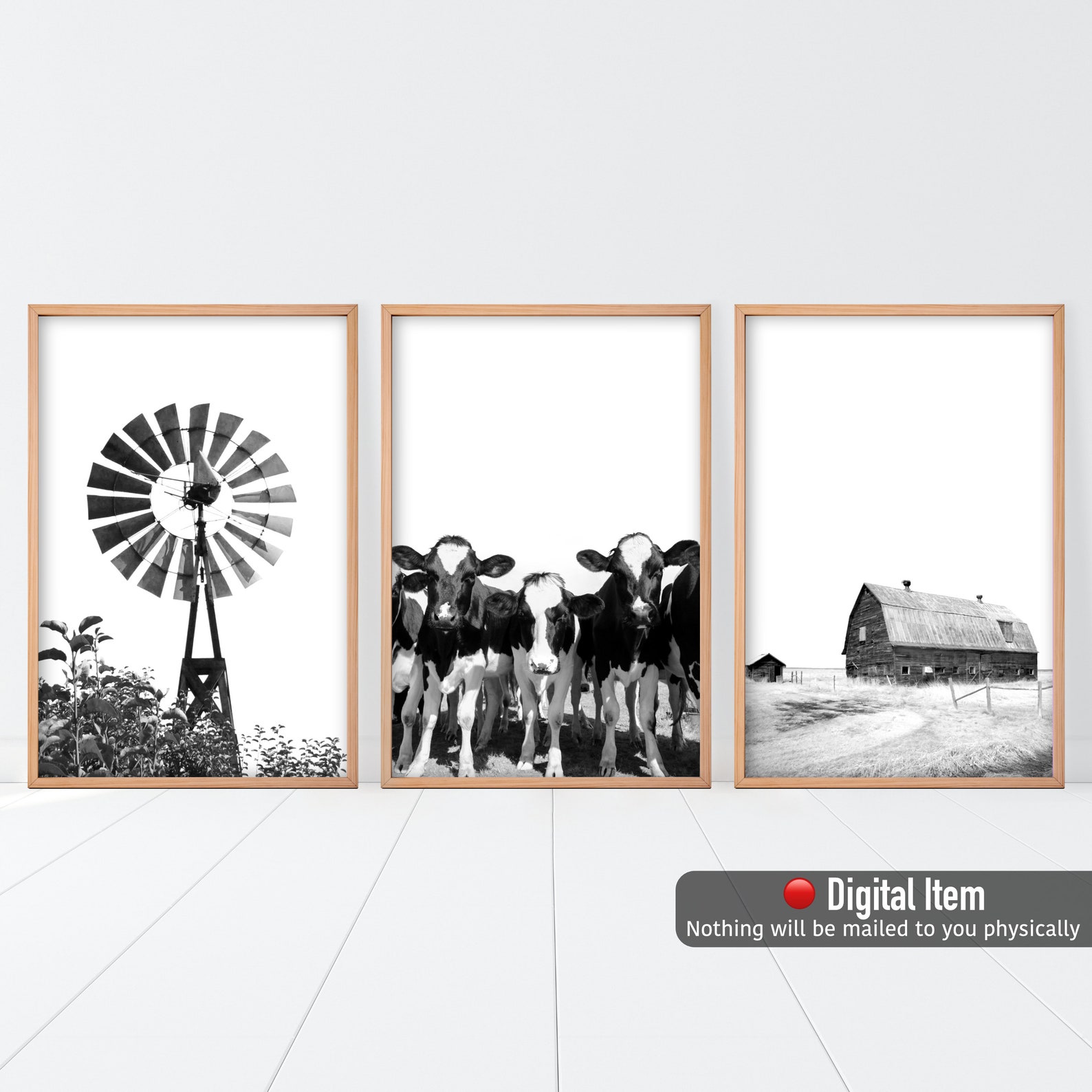 Set of 3 Farmhouse Wall Decor Print Set Large Black and White - Etsy