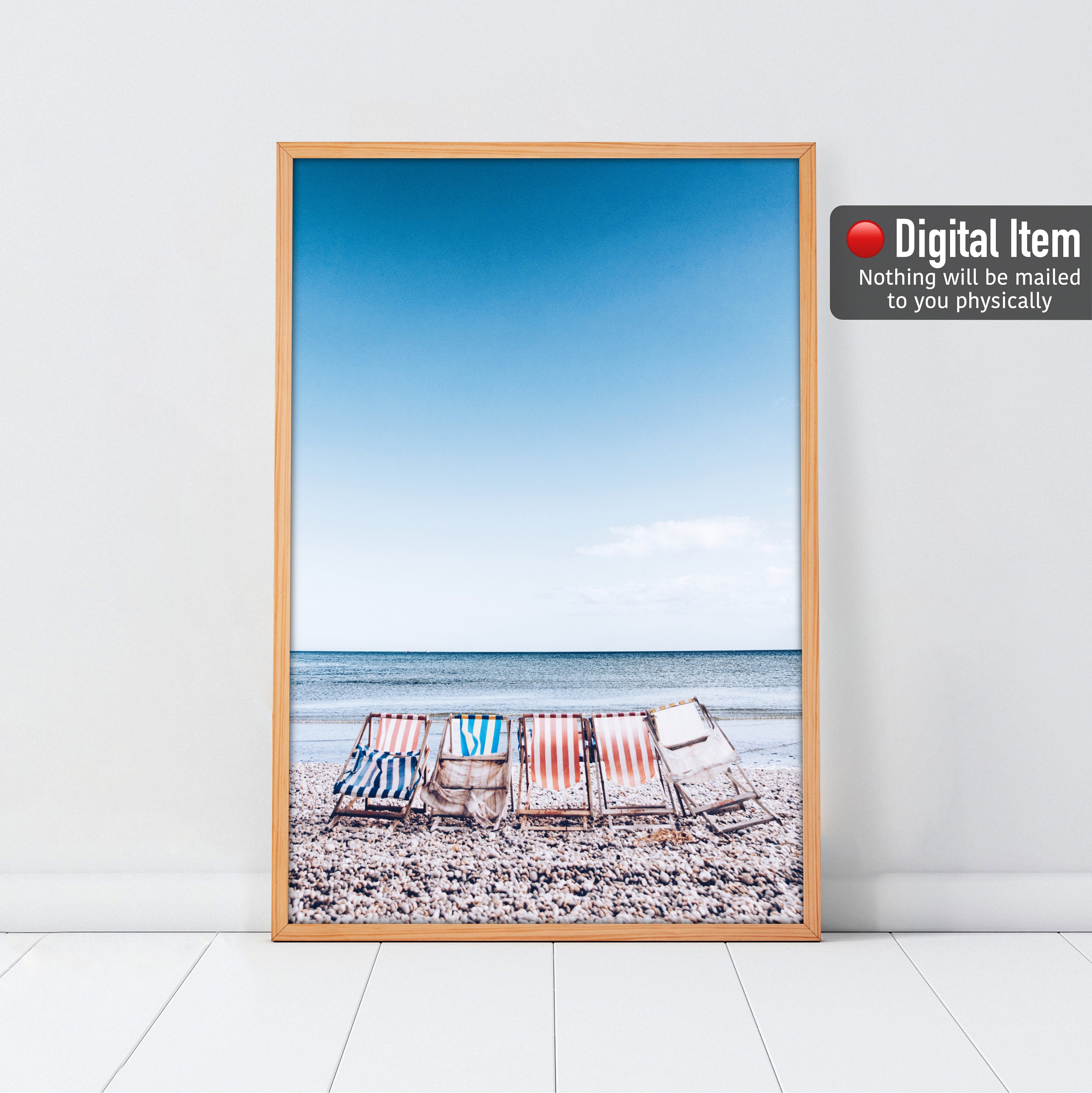 Vintage Beach Print Beach Poster Retro Beach Chairs Ocean - Etsy UK