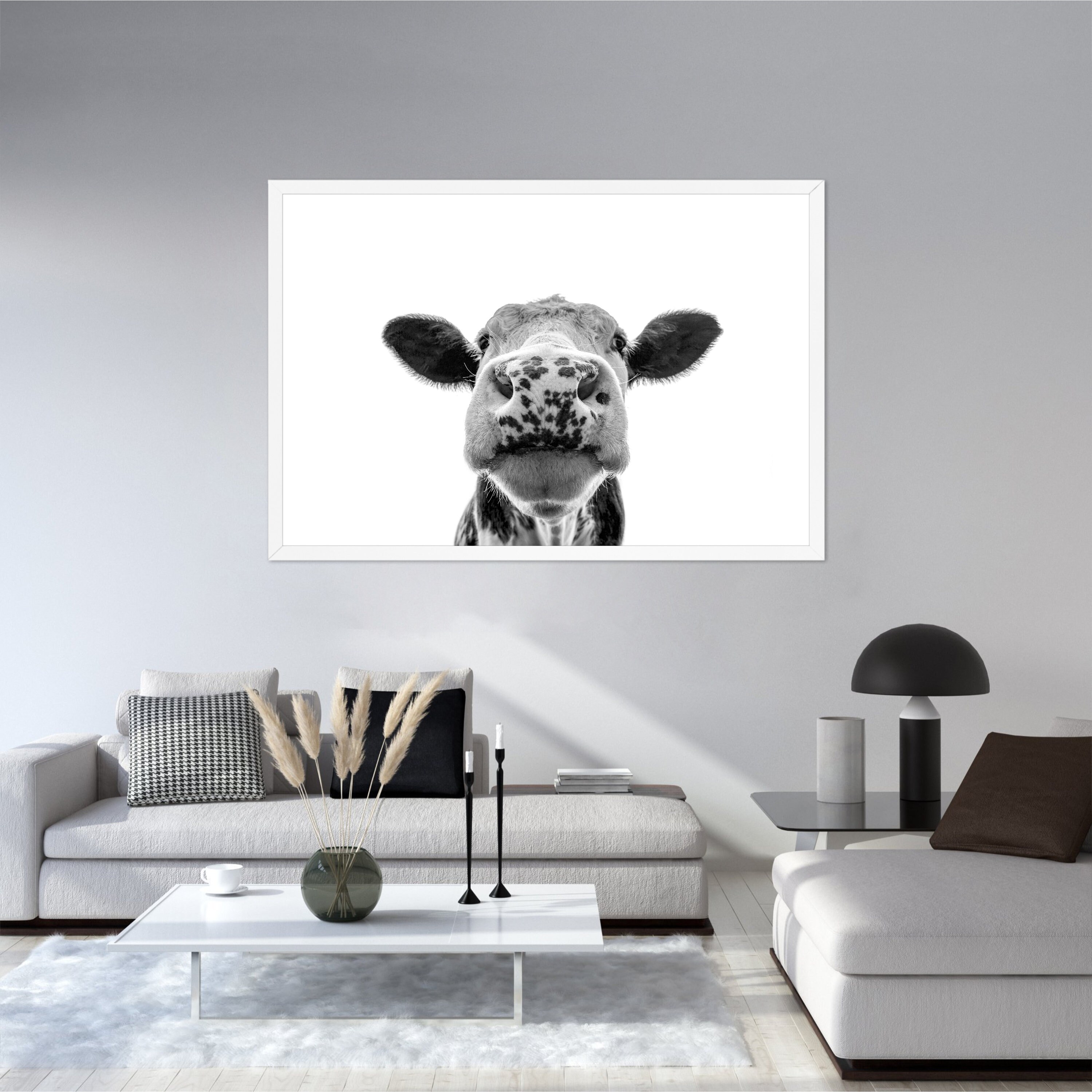 Cow Print Black and White Cow Poster Cow Portrait Digital - Etsy