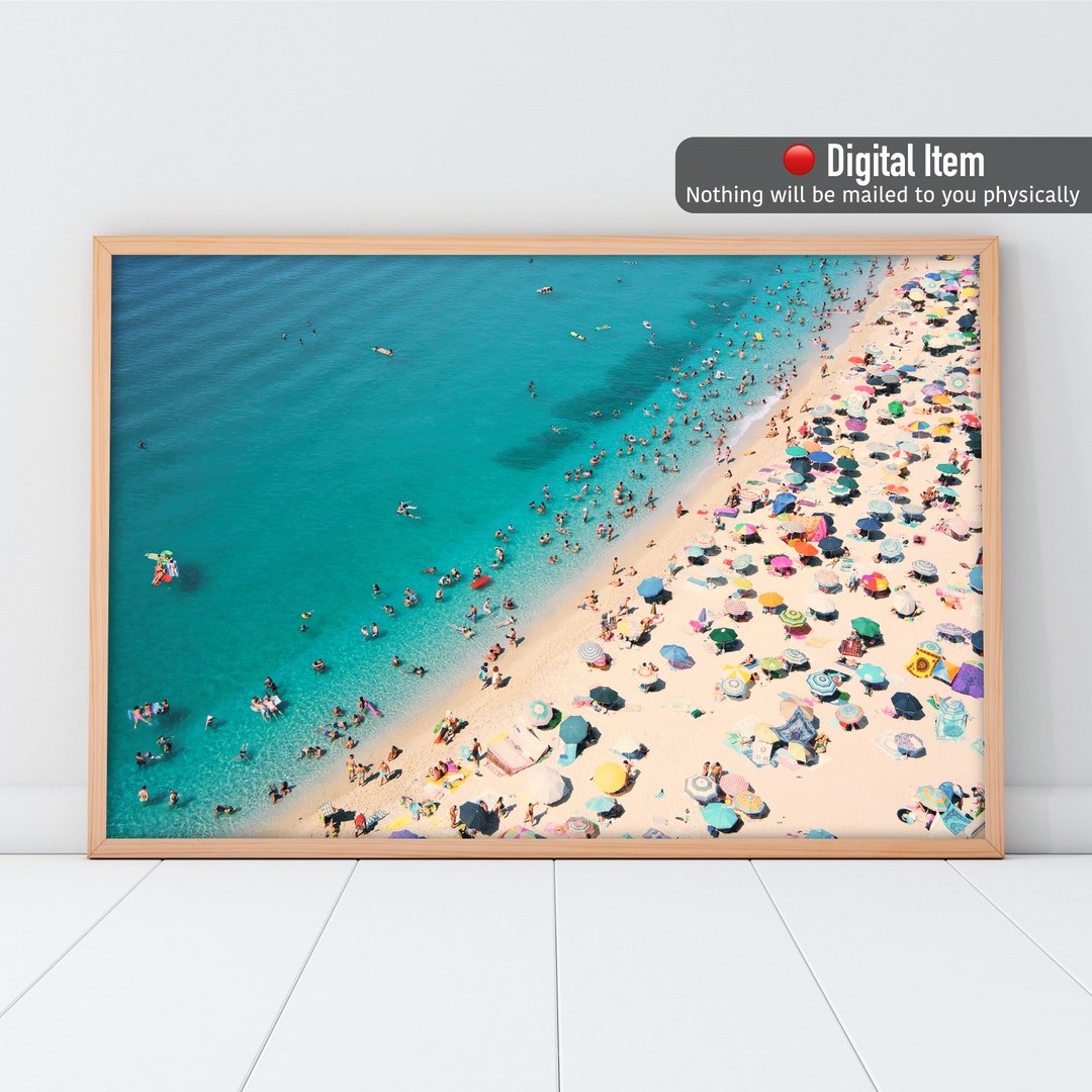 People on the Beach Print, Beach Poster, Aerial Beach Photography ...