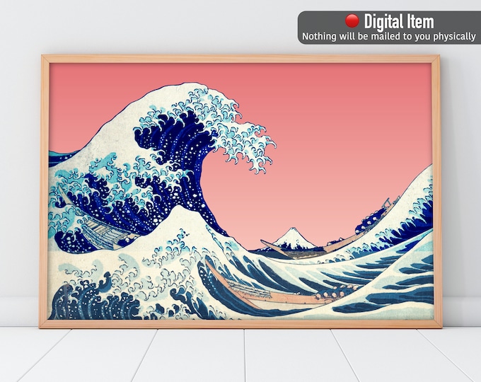 Classic Godzilla Japanese Wall Art, Traditional Japan Wave Print, the ...