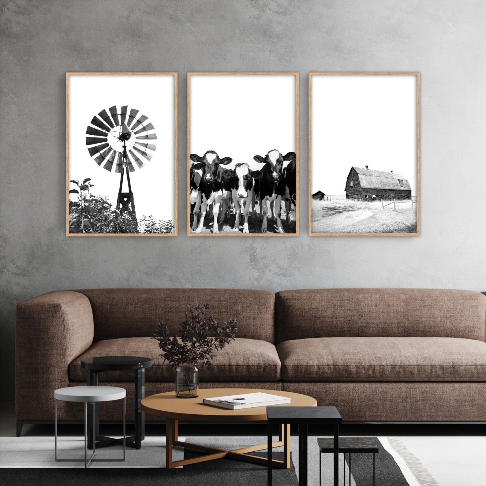Set of 3 Farmhouse Wall Decor Print Set Large Black and White - Etsy