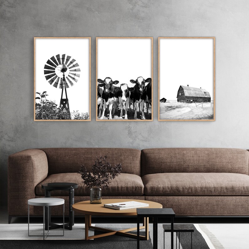 Set of 3 Farmhouse Wall Decor Print Set Large Black and White - Etsy