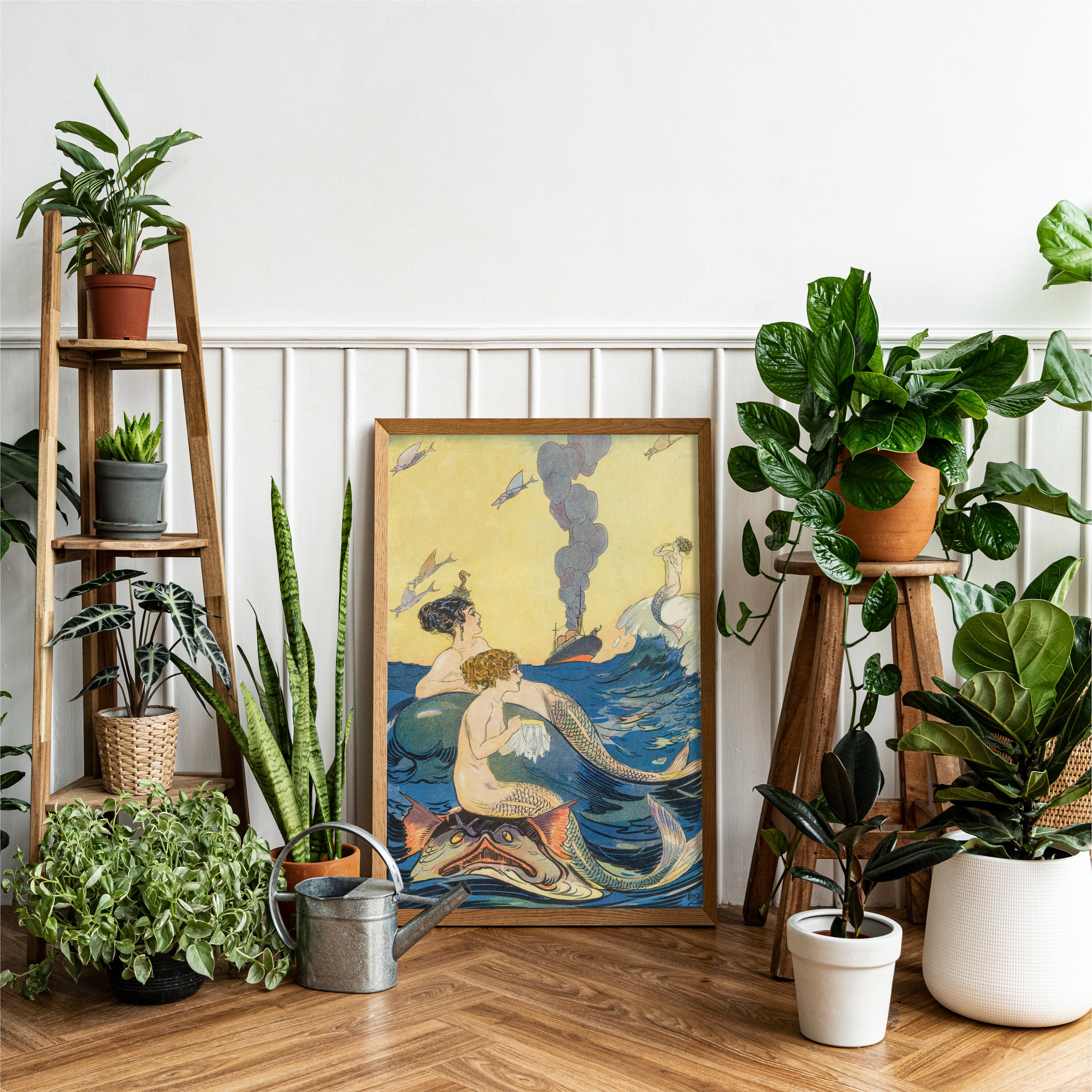 Vintage Mermaids Print Antique Mermaid Painting Digital - Etsy