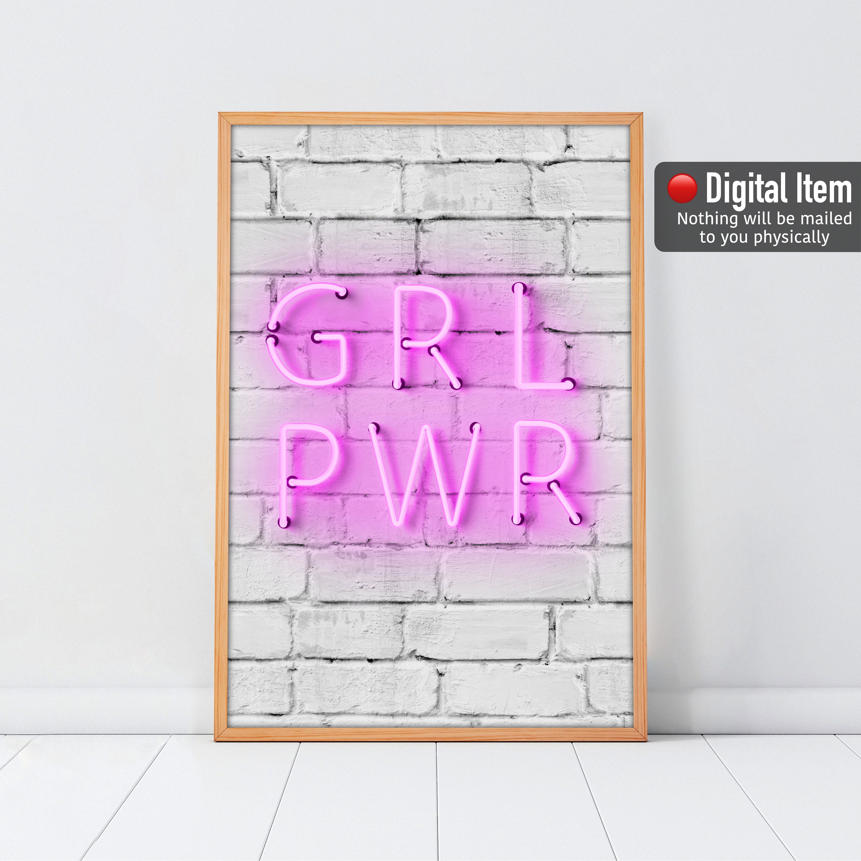 Girl Power Neon Sign Print GRL PWR Pink Neon Printable Wall | Etsy