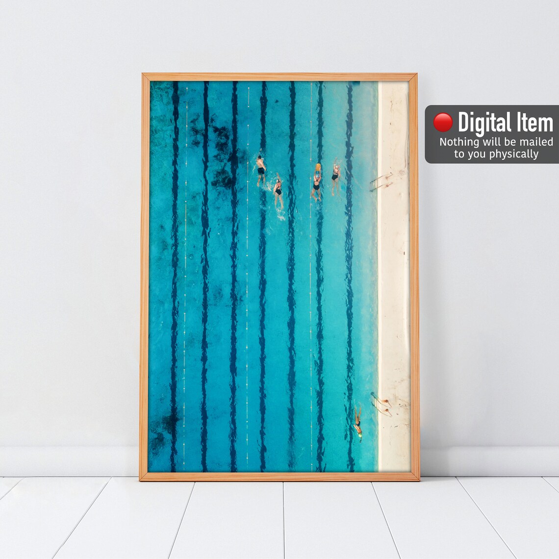 Swimming Pool Poster, Retro Pool Print, Digital Print, People in the ...