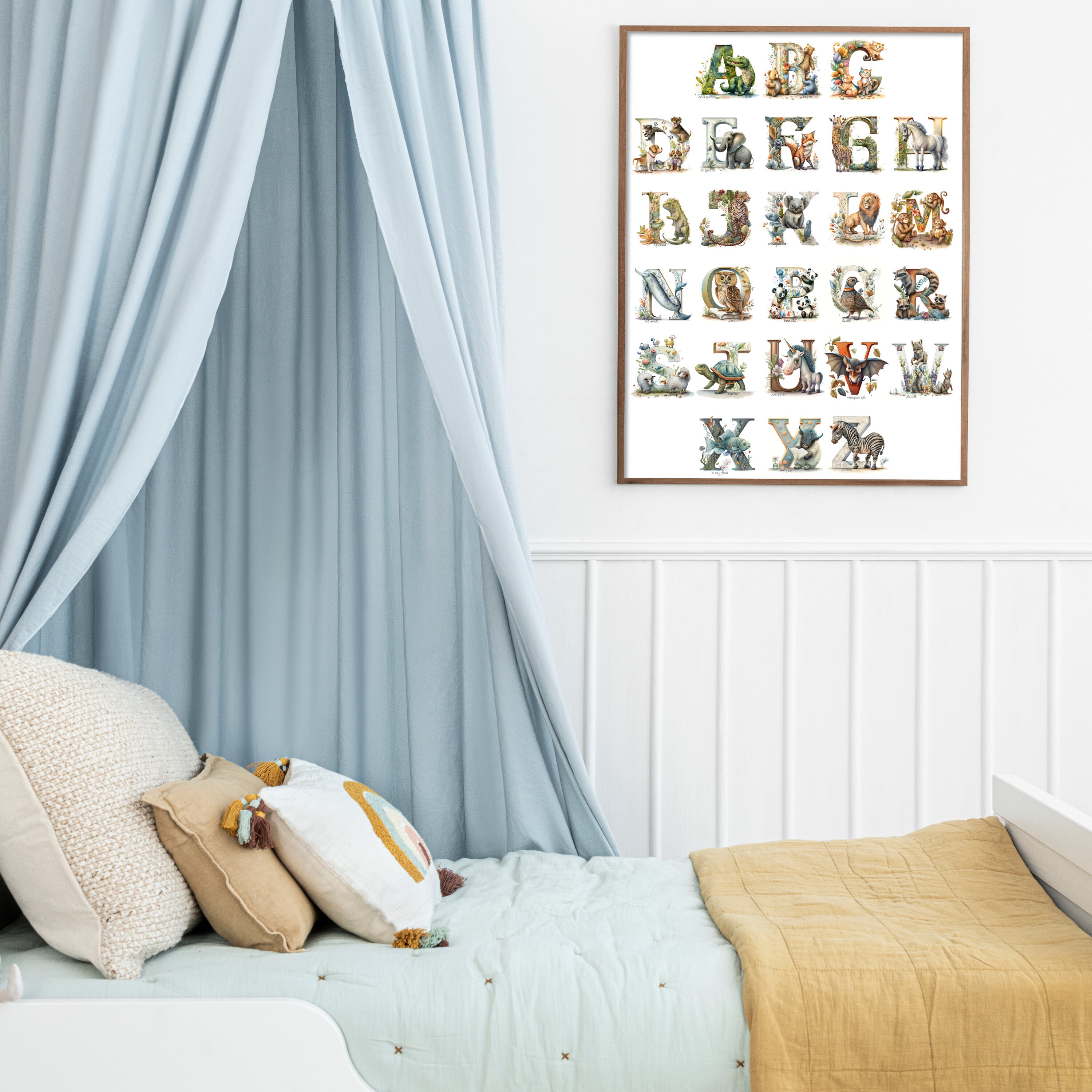 Watercolor Animals Alphabet Poster: Nursery Wall Art (printed & Shipped ...