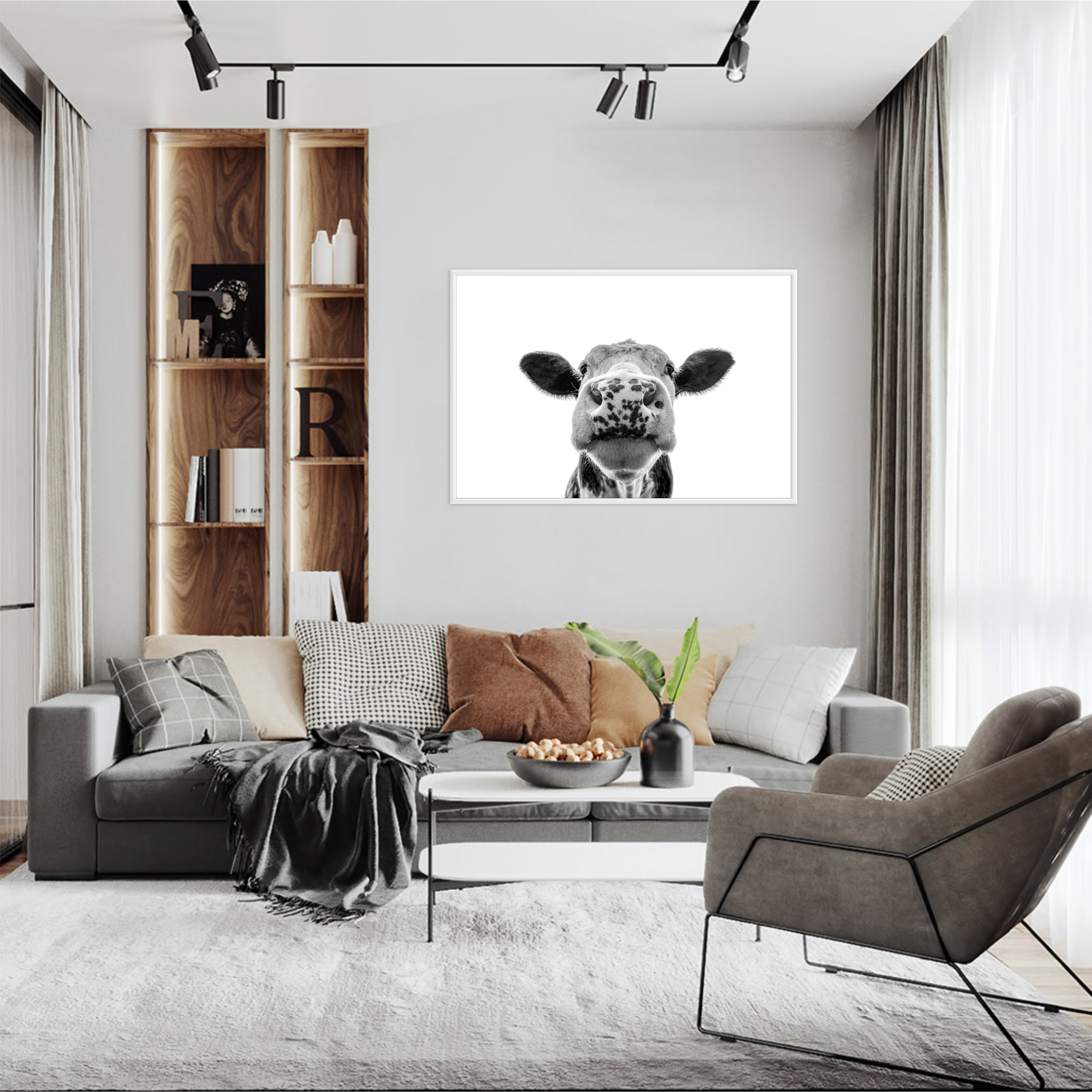 Cow Print Black and White Cow Poster Cow Portrait Digital - Etsy