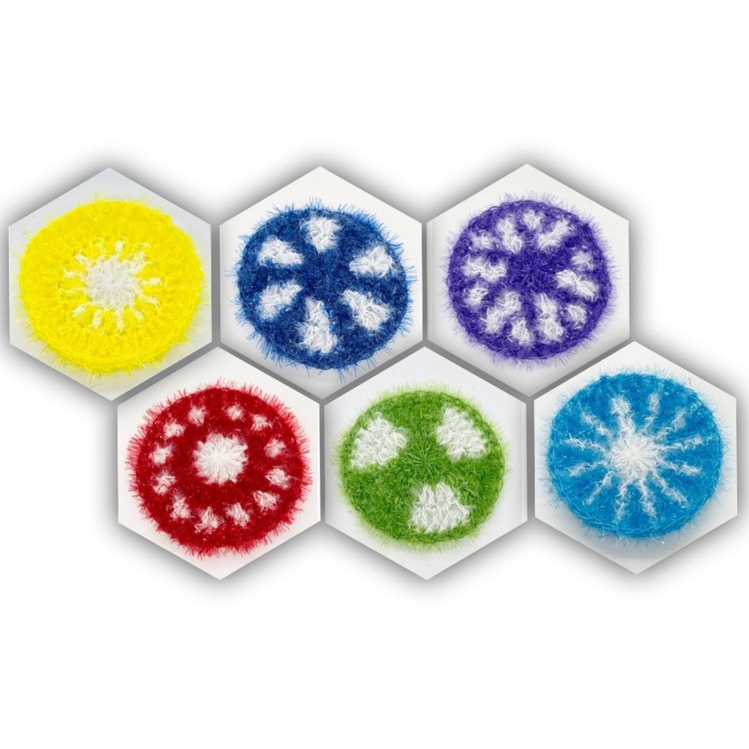 Set of 6 Crochet Dish Scrubbers,all Purpose Scrubbers,cute Scrubbers ...