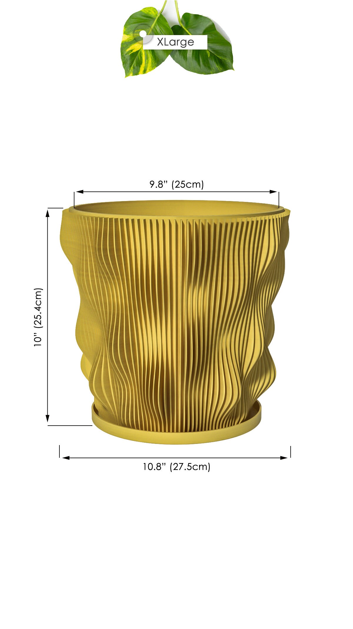 Planter Pot With Drainage Lemon Yellow Wave Design for Small - Etsy