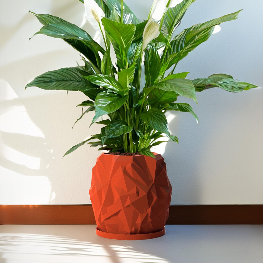 Planter Pot With Drainage, Orange Boulder Design for Small and Large ...