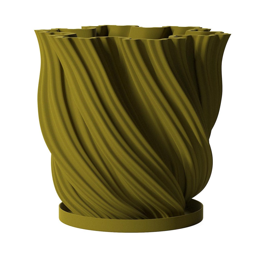 Planter Pot With Drainage, Pear Green Fractal Design for Small and ...