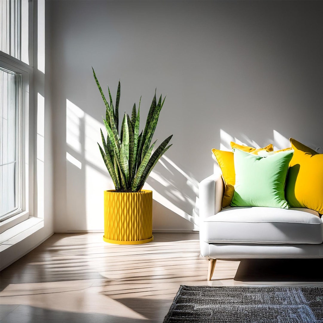 Planter Pot With Drainage, Lemon Yellow Mica Design for Small and Large ...