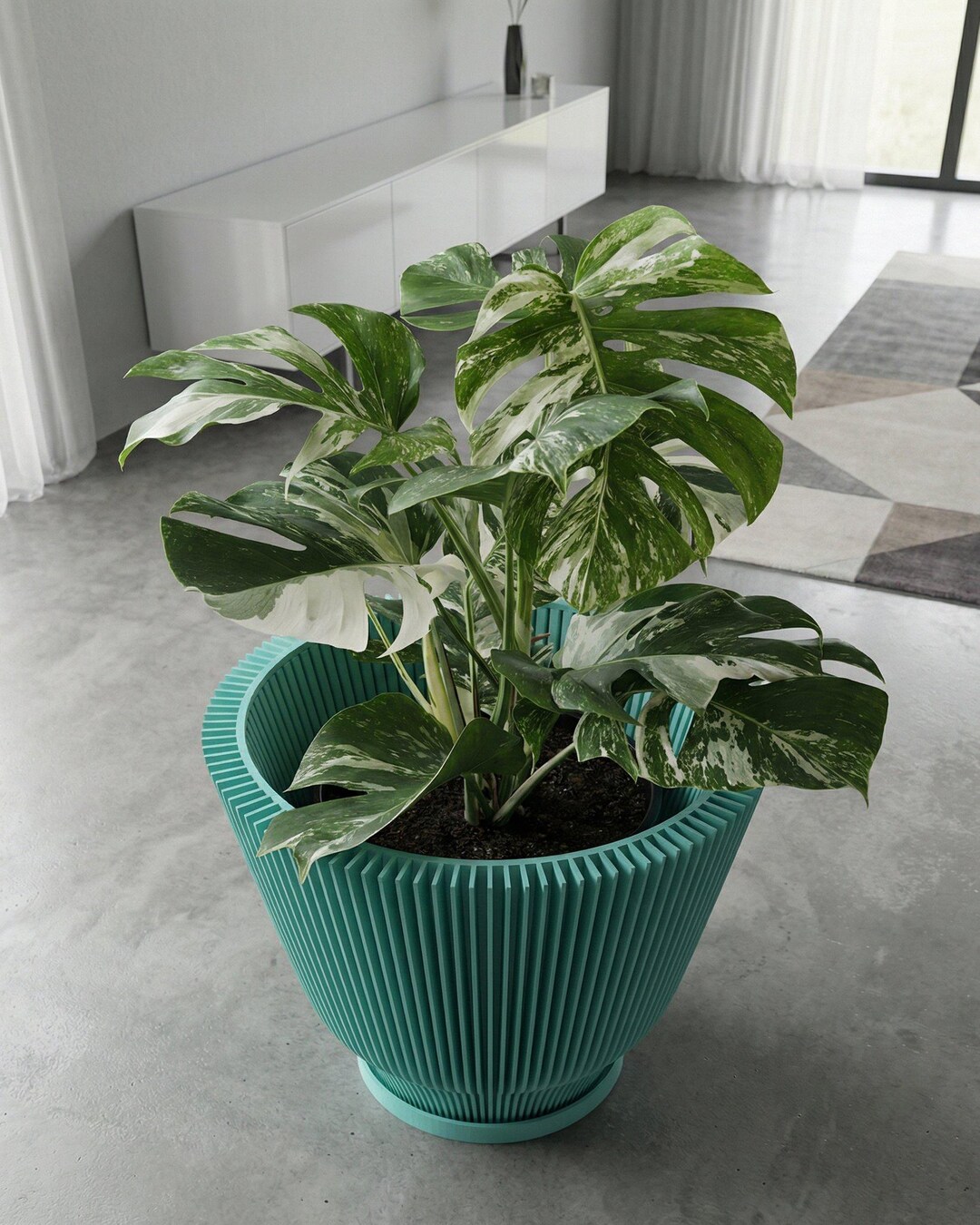 Sky Blue Dawn Design Planter Pot With Drainage & Water Plate - Etsy