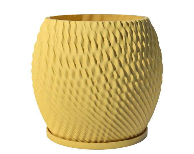 Yellow Sache LG Ceramic Planter Pot With Saucer Attached/ Planters and ...