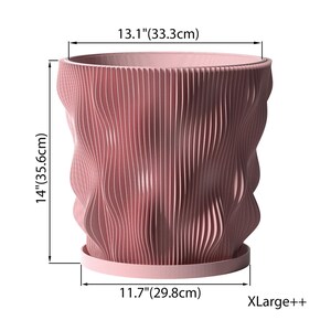 Planter Pot With Drainage, Candy Pink Wave Design for Small and Large ...