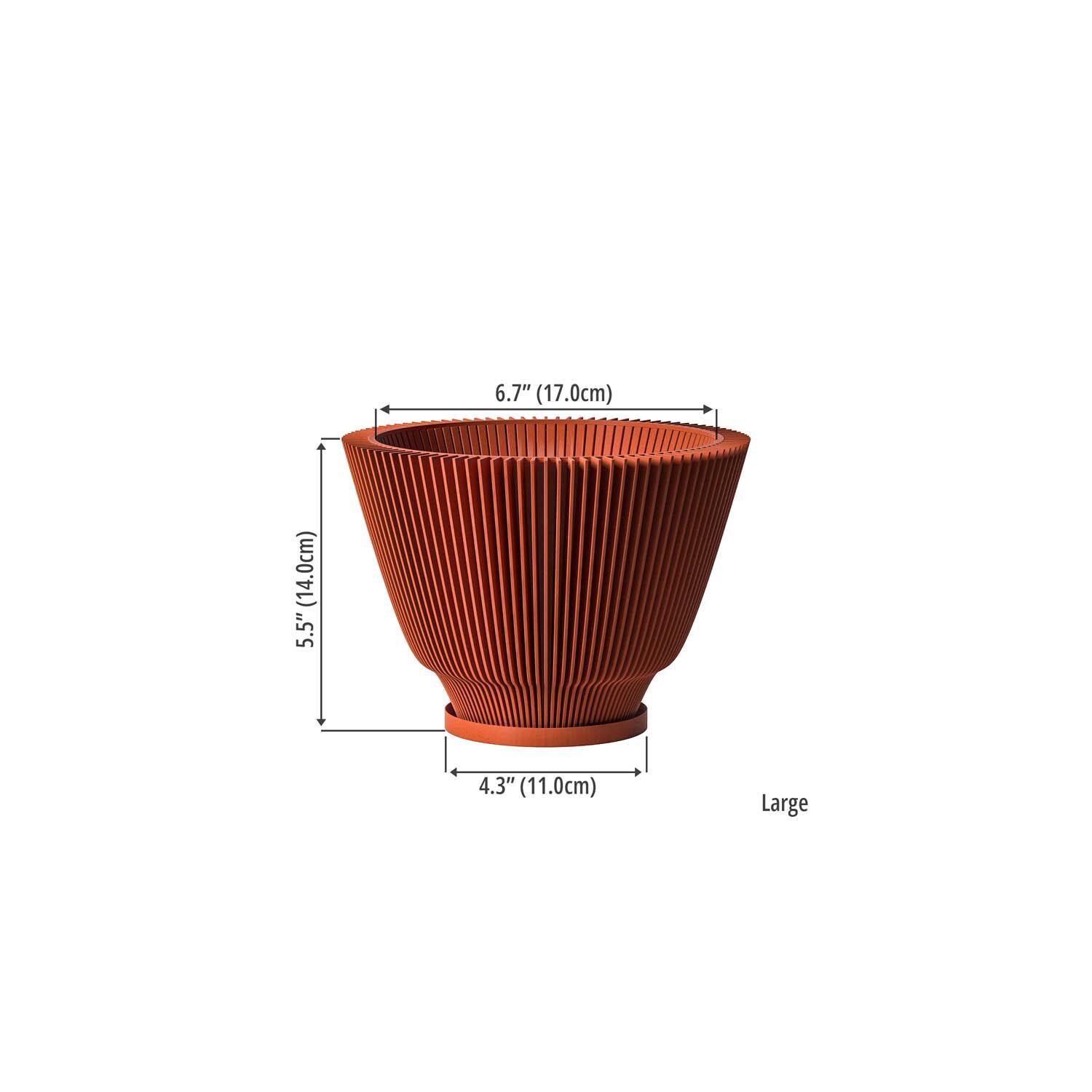 Terracotta Orange Dawn Design Planter Pot With Drainage & Water Plate ...