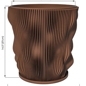 Planter Pot With Drainage, Nut Brown Wave Design for Small and Large ...