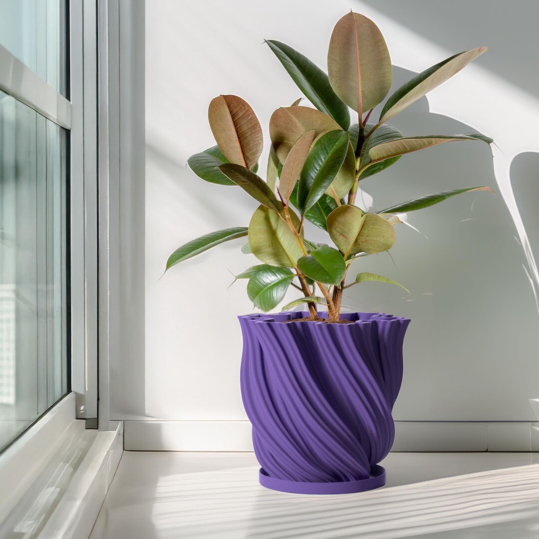 Planter Pot With Drainage, Lavender Fractal Design for Small and Large ...